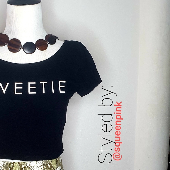 Pink Lemon | Tops | Sweetie Graphic Letter Crop Tee | Poshmark